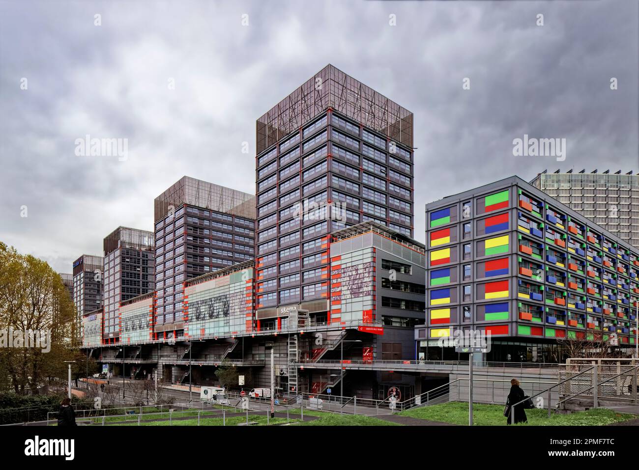 France, Nord, Lille, Euralille district, colorful facade of a Lille ...