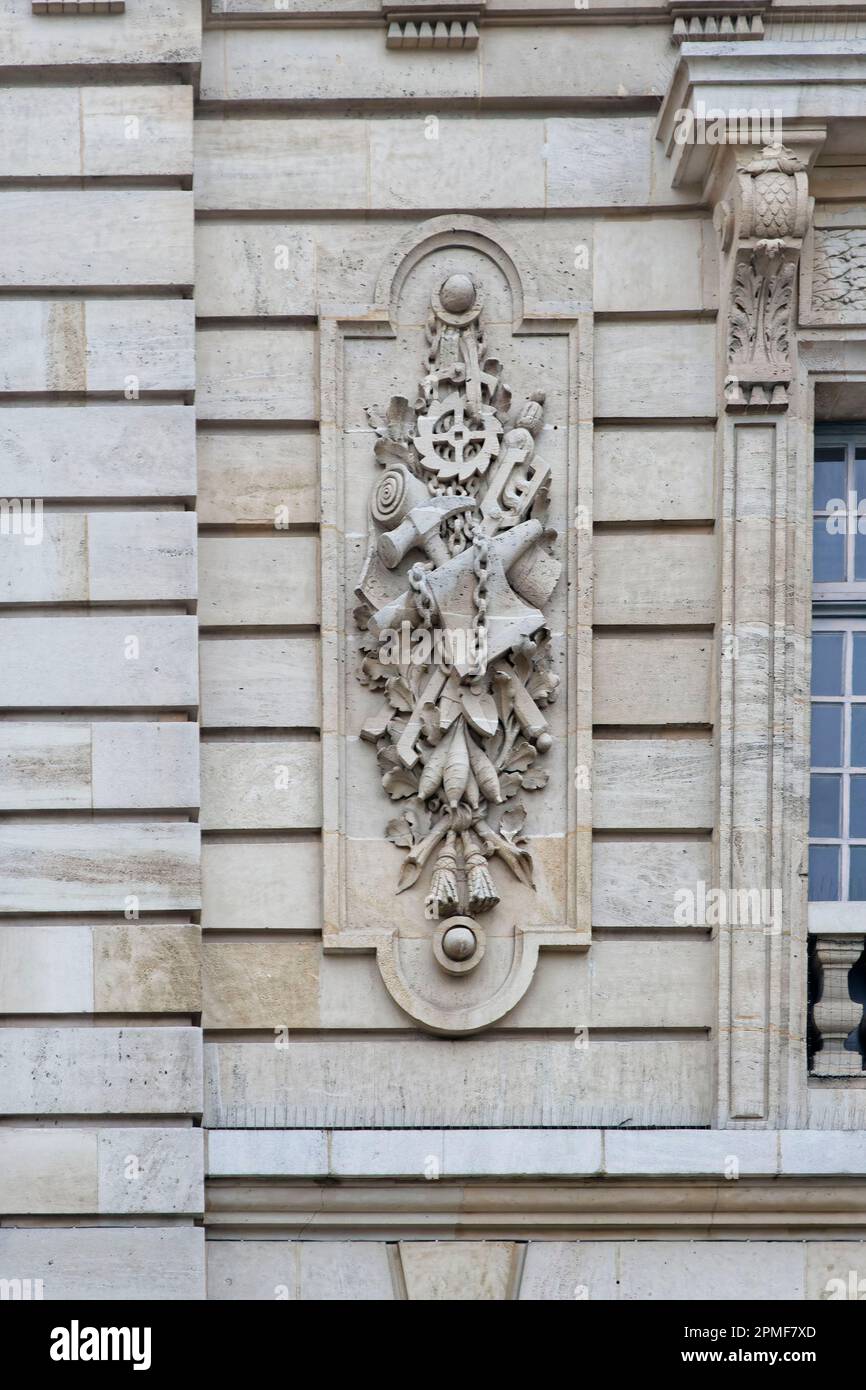 France, Nord, Lille, detail of the Porte de Paris, Arc de Triomphe ...