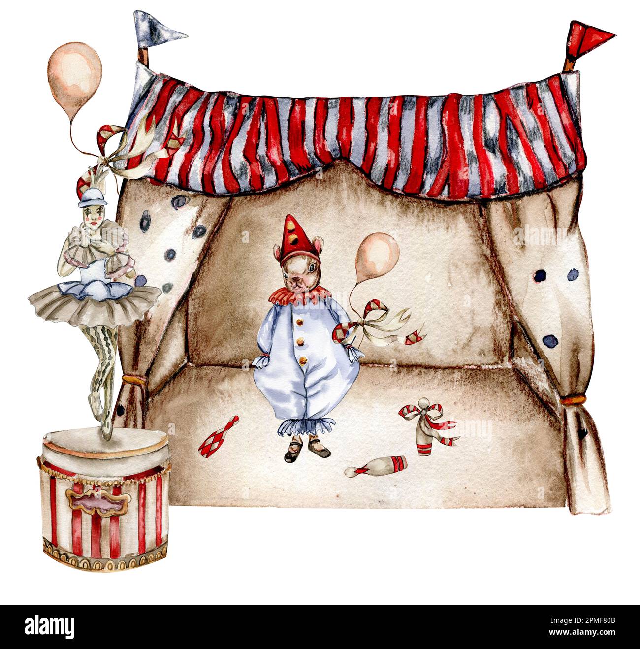 Watercolor circus composition in vintage style. Perfect for wedding ...