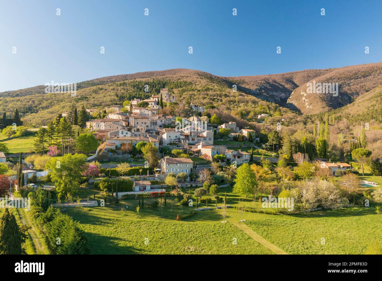 France, Drome, Drome Provencale, Le Poet Laval village, labelled Les ...