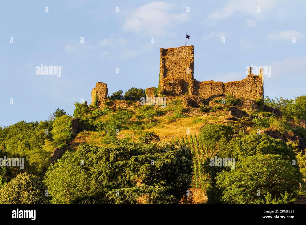 France, Isere, Vienne, 13th century La Batie fortified castle on mount ...