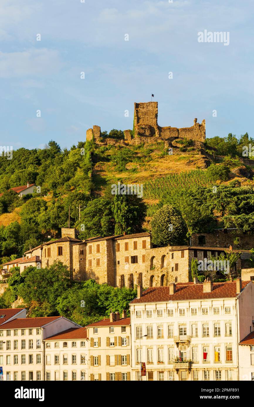 France, Isere, Vienne, 13th century La Batie fortified castle on mount ...