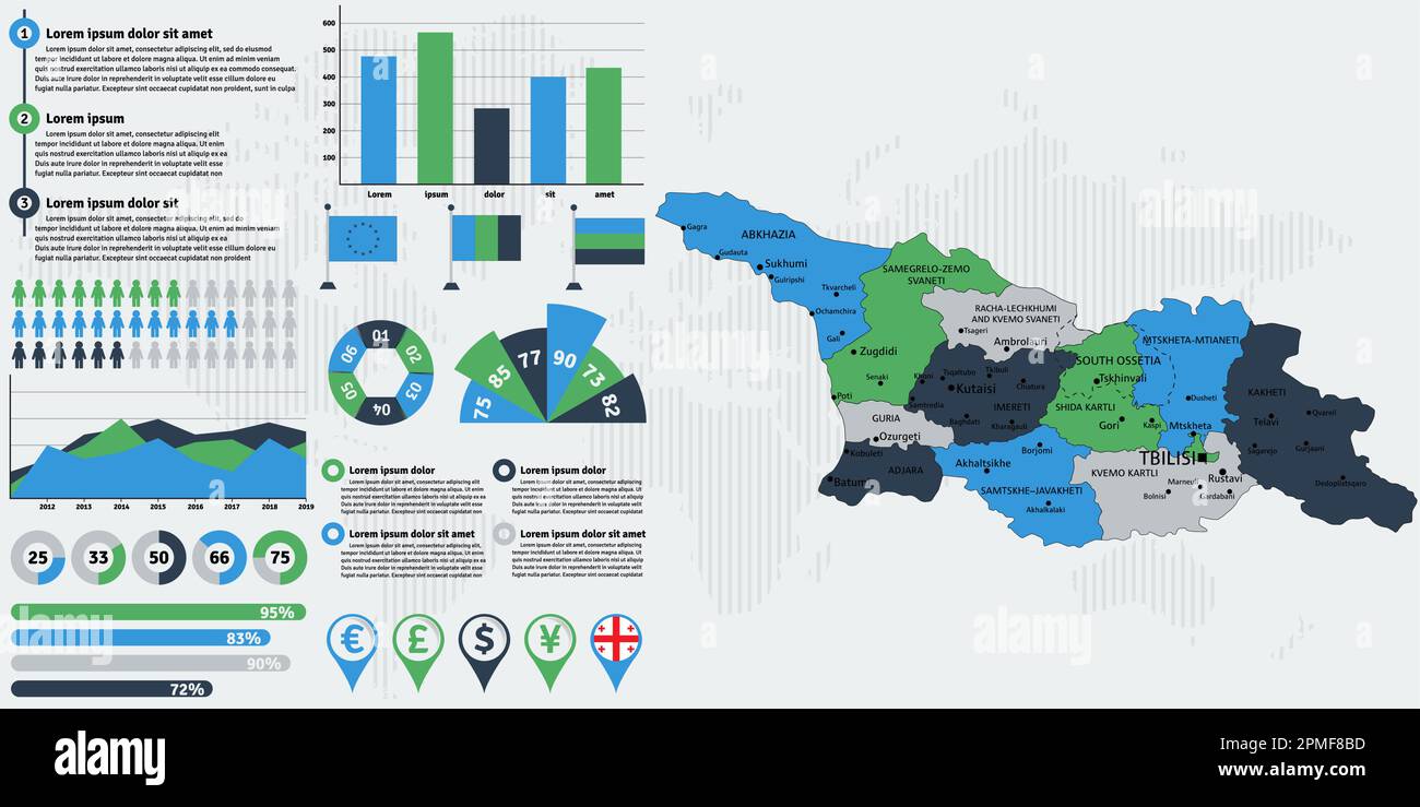 Detailed Georgia map with infographic elements. Vector illustration ...