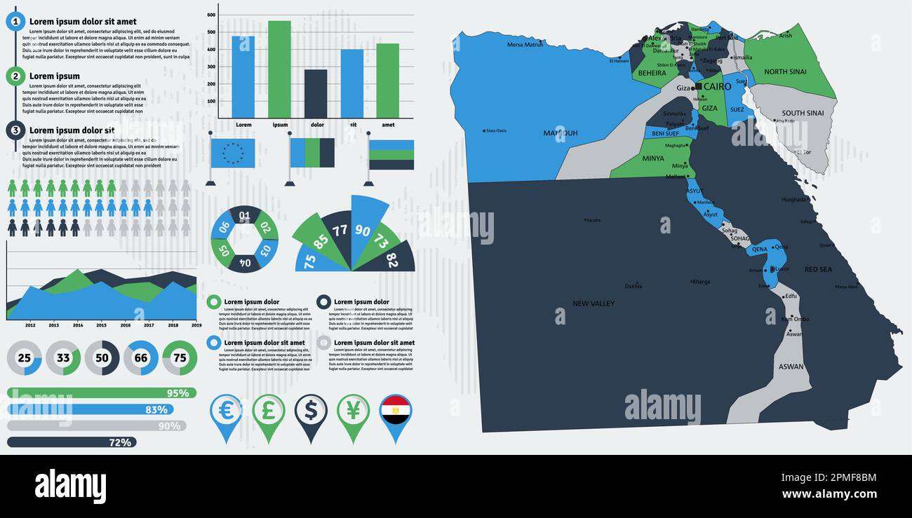 Detailed Egypt map with infographic elements. Vector illustration Stock ...