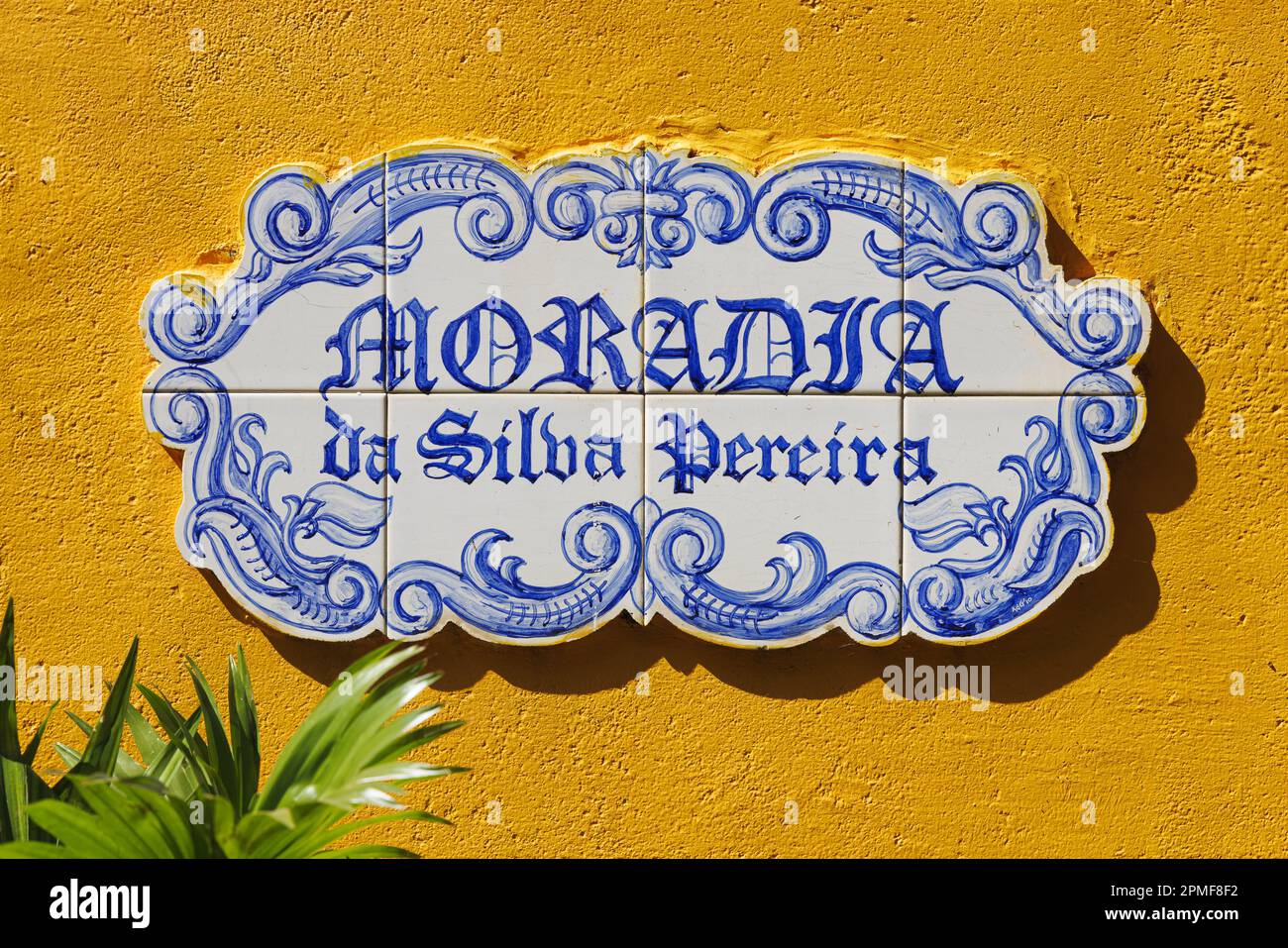 India, Goa, Panaji, azulejos sign on a Fontainhas area house Stock ...