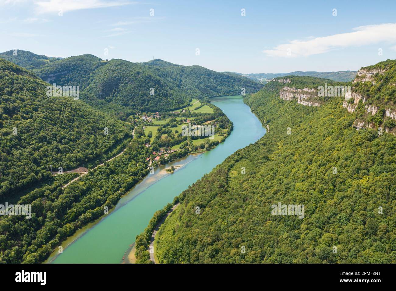 France, Ain, gorges of the Ain, River Ain (aerial view Stock Photo - Alamy