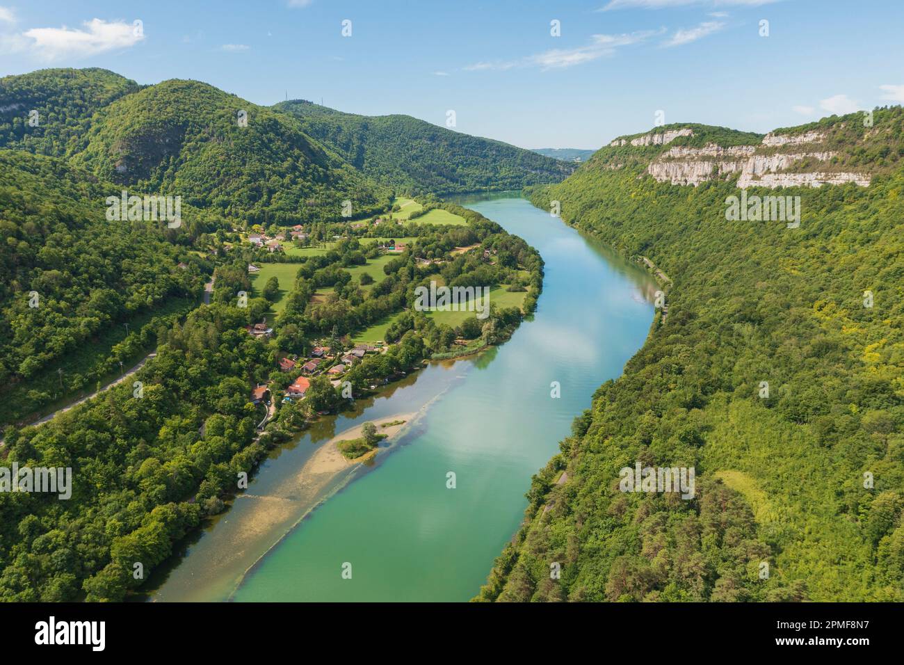 France, Ain, gorges of the Ain, River Ain (aerial view Stock Photo - Alamy