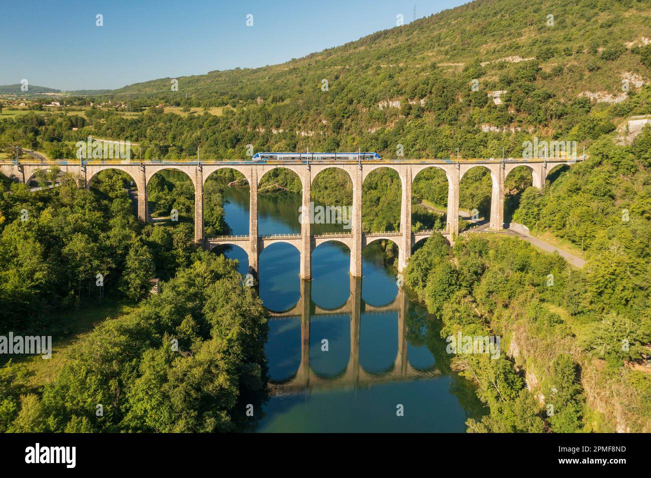 France, Ain, Cize-Bolozon viaduct, gorges of the Ain, Cize-Bolozon ...