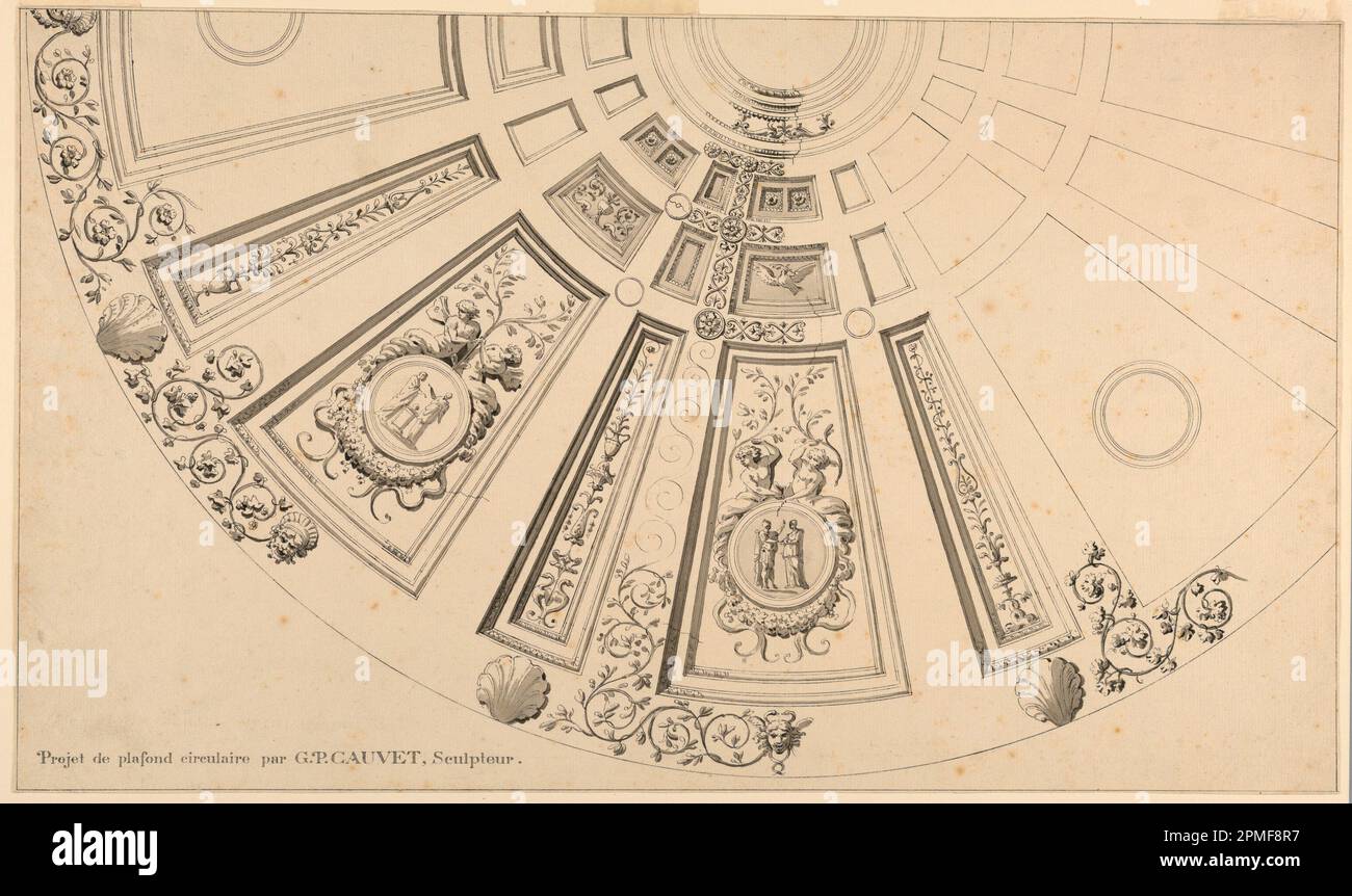 Drawing, Design for a circular ceiling; Designed by Gilles Paul Cauvet ...