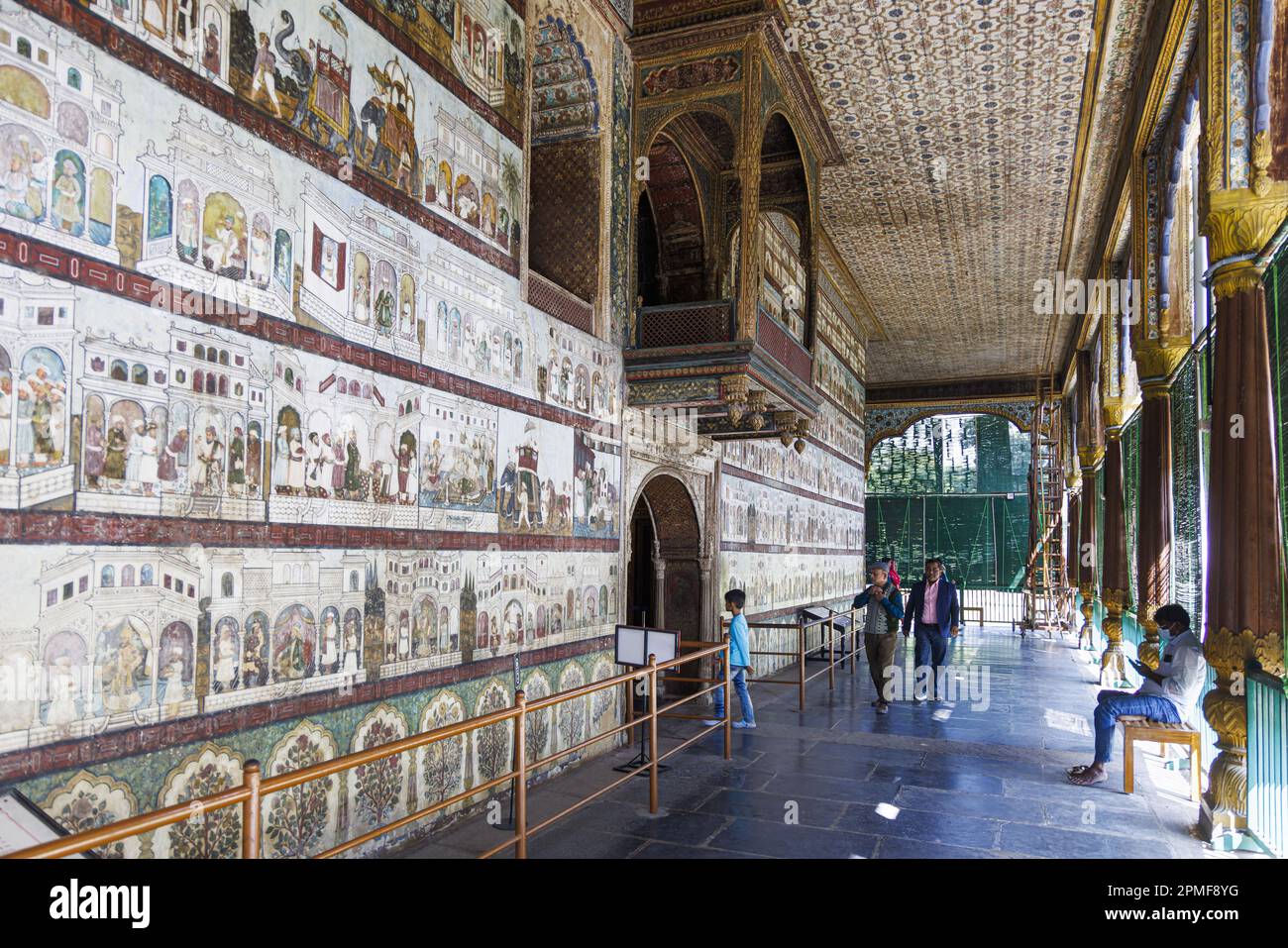 India, Karnataka, Srirangaptna, Dariya Daulat Bagh, wall painting ...