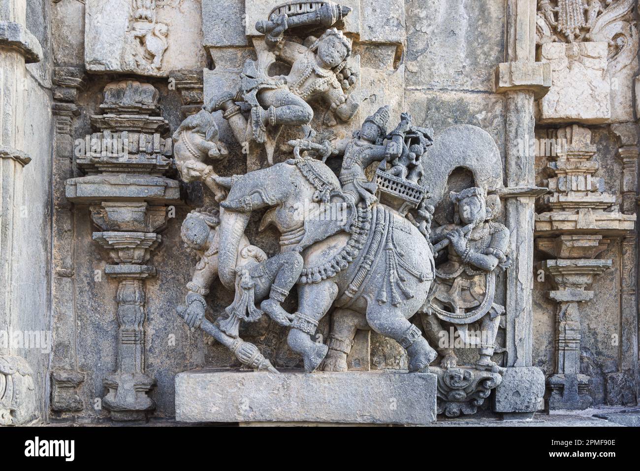 India, Karnataka, Belur, Chennakeshava temple, sculpture Stock Photo ...