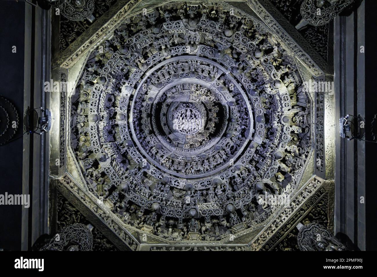 India, Karnataka, Belur, Chennakeshava temple, ceiling sculpture Stock ...