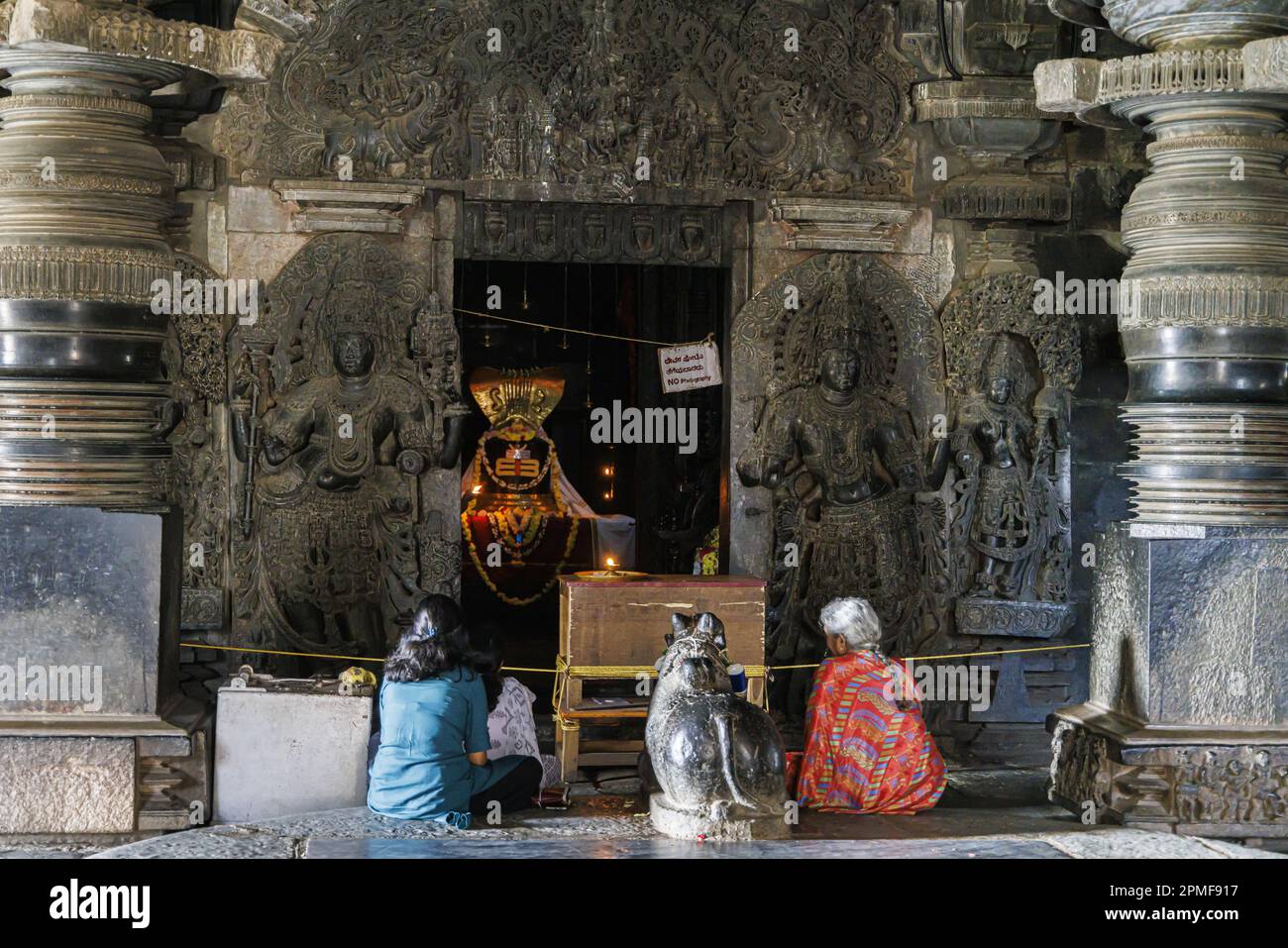 India, Karnataka, Halebid, Hoysalesvara temple, inside the temple, Siva ...