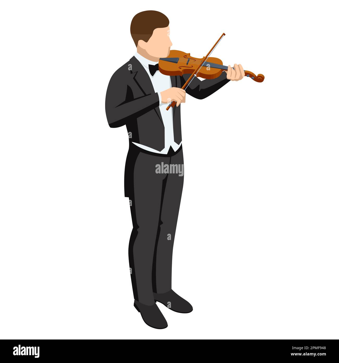 Isometric violinist. Man playing the violin. Classical stringed musical ...
