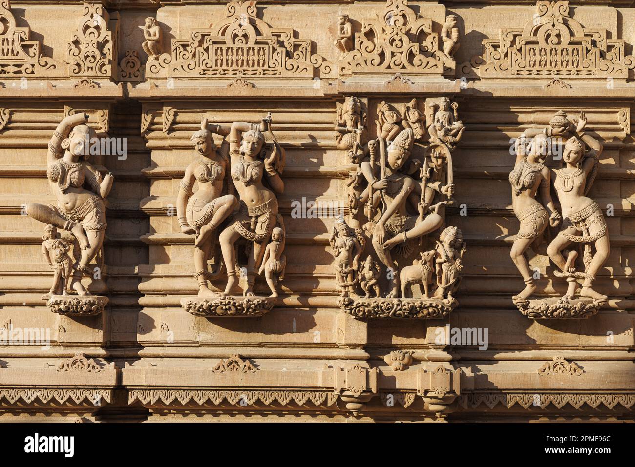 India, Gujarat, Patan, Panchasara Parshvanath jain temple, carving ...