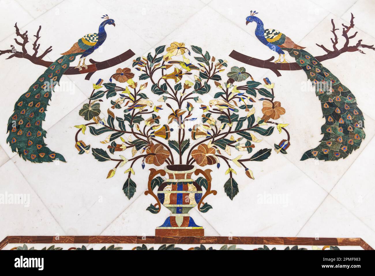 India, Gujarat, Bhuj, Shree Swaminarayan temple, ground mosaic ...