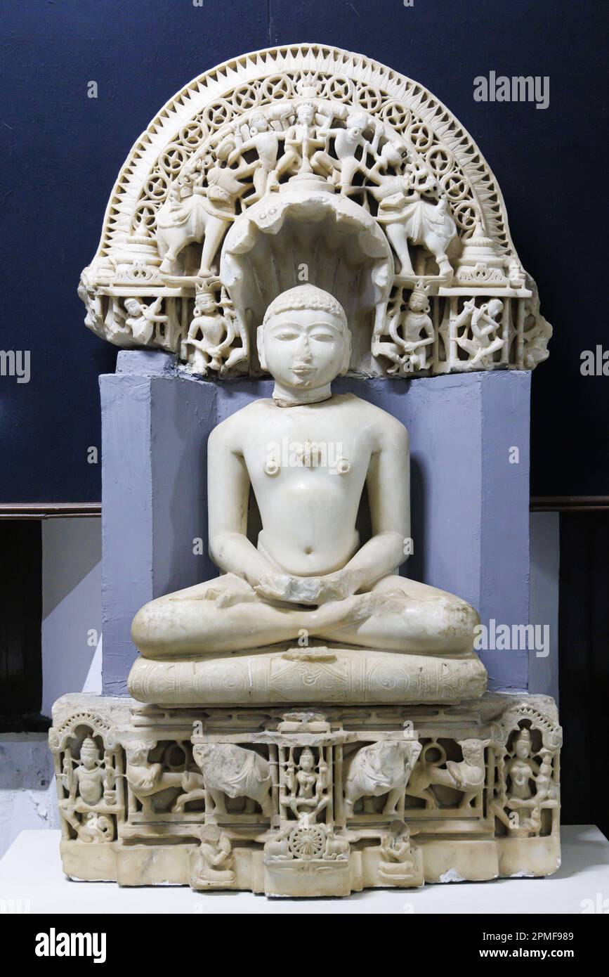 India, Gujarat, Bhuj, Kutch museum, Teerthankar Parshvanath statue 14th ...