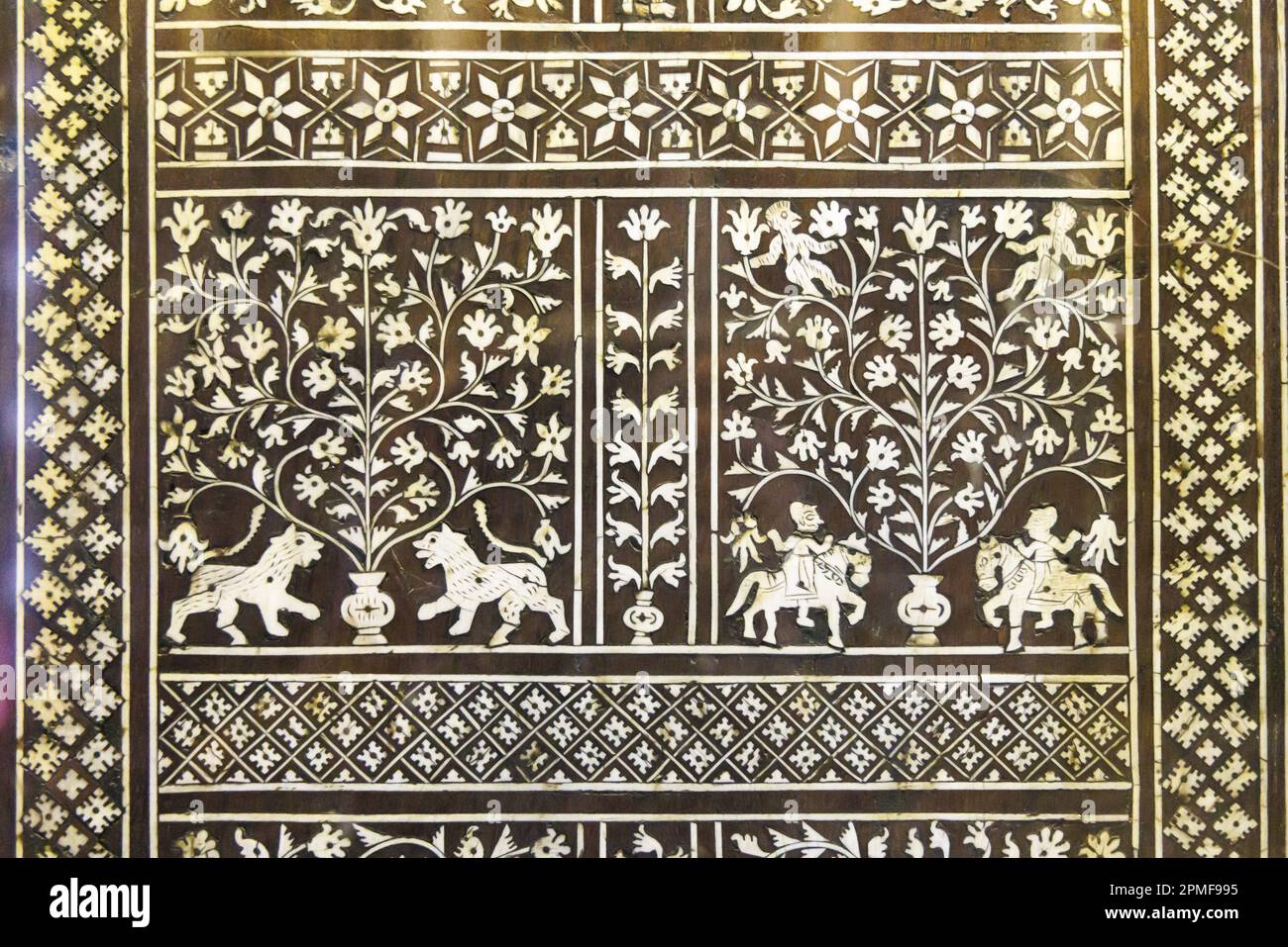 India, Gujarat, Bhuj, Aina Mahal palace, ivory door detail Stock Photo ...
