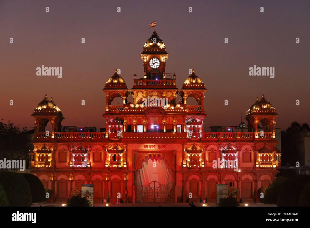 India, Gujarat, Gondal, Shri Swaminarayan Mandir temple entrance door ...