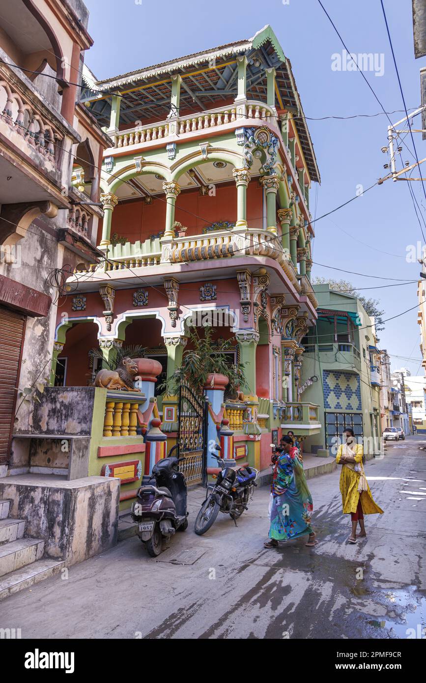 India, Dadra and Nagar Haveli and Daman and Diu, Diu, colorful house of ...