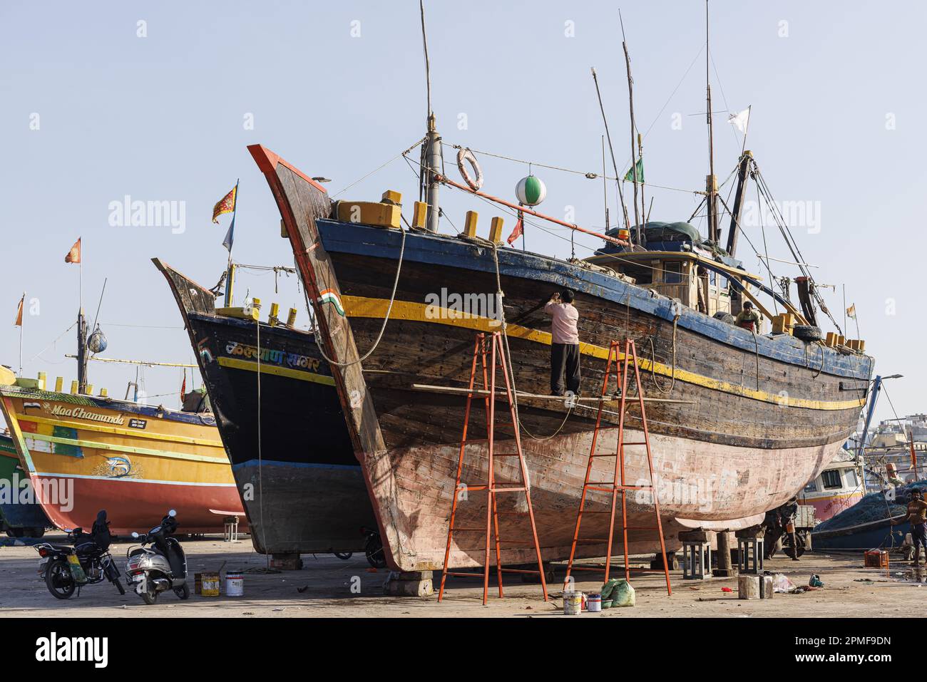 India, Dadra and Nagar Haveli and Daman and Diu, Diu, fishing boats ...