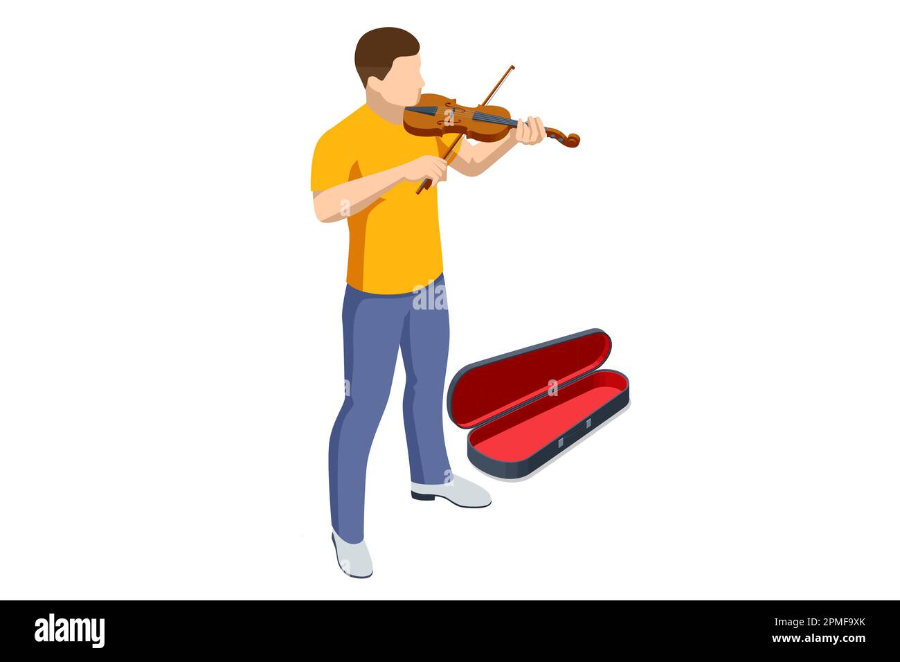 Isometric violinist. Man playing the violin. Classical stringed musical ...