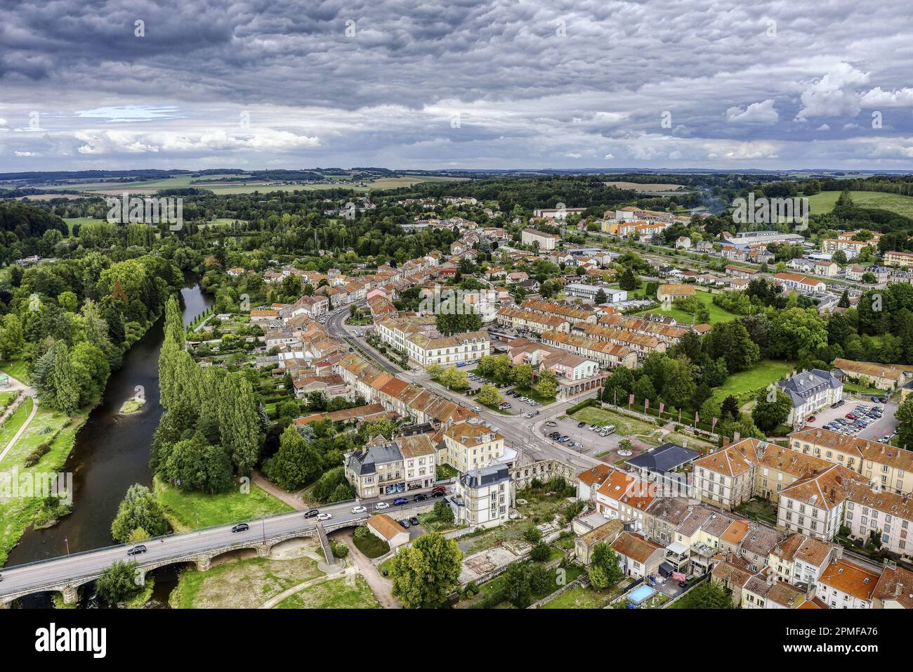 France, Meurthe et Moselle, Baccarat, view of the city center of ...