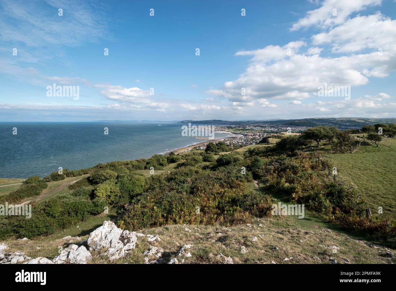 Creigiau Rhiwledyn or Little Ormes Head on the North Wales coast view ...