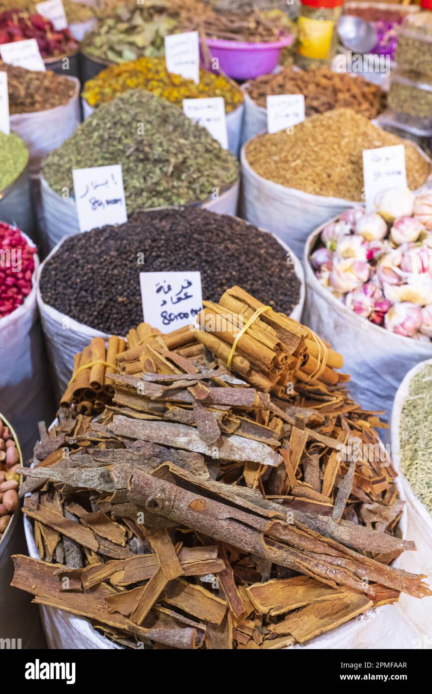 Morocco, Todra (Todgha) Valley, Tineghir, the spice souk in the medina ...