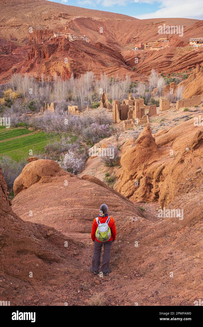 Morocco, Dades Valley, Tamellalt hamlet at the foot of the High Atlas ...