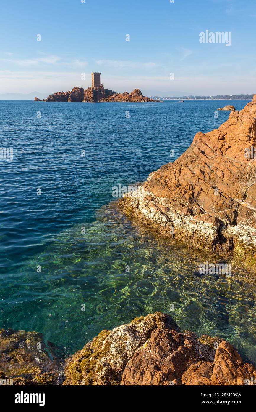 Île dOr seen from Cape Dramont, Esterel, Cote d'Azur, French Riviera ...