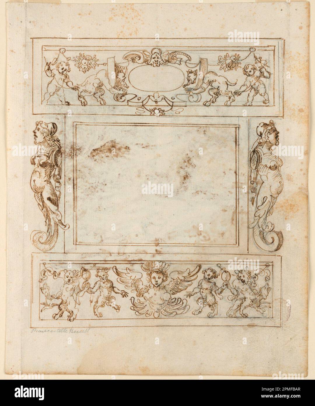 Drawing (Italy); charcoal, pen and ink on paper; verso: charcoal, pen ...