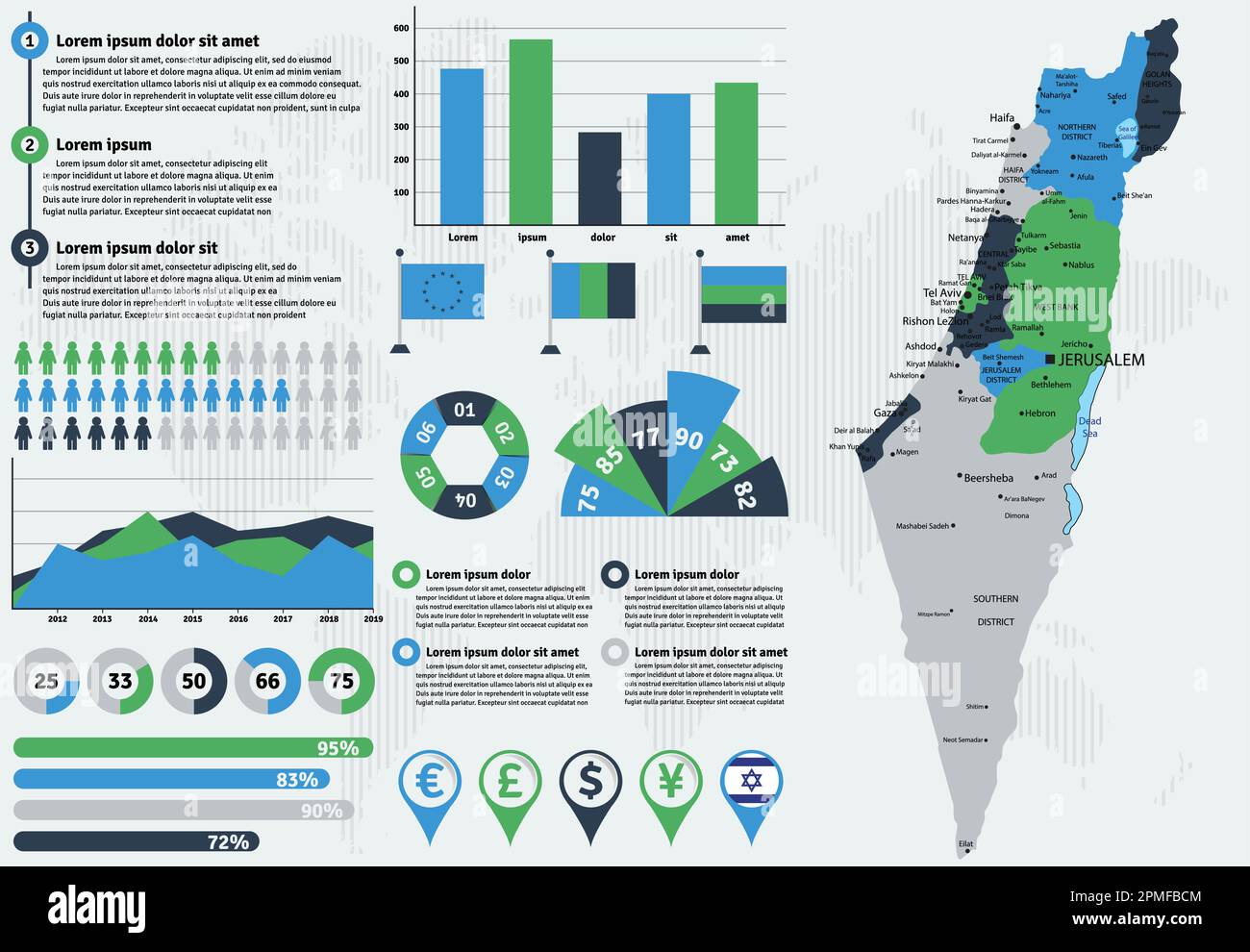 Detailed Israel map with infographic elements. Vector illustration ...
