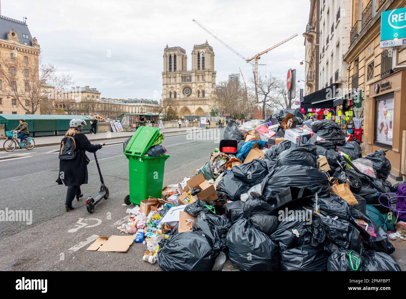 France, Paris, garbage collectors' strike of March 2023, Saint Michel ...