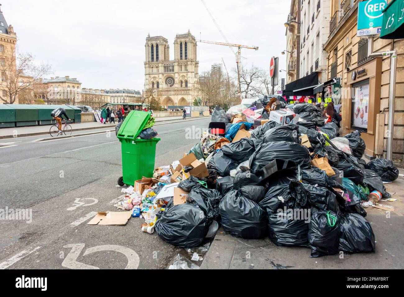 France, Paris, garbage collectors' strike of March 2023, Saint Michel ...