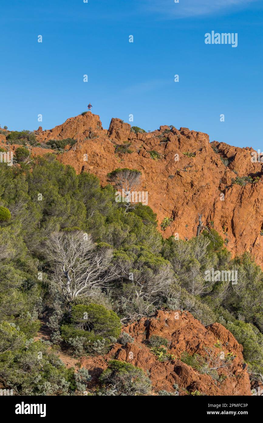 Red rocks at Cape Dramont, Esterel, Cote d'Azur, French Riviera, France ...