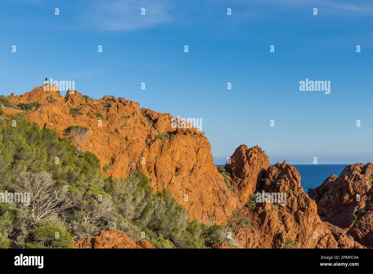 Red rocks at Cape Dramont, Esterel, Cote d'Azur, French Riviera, France ...