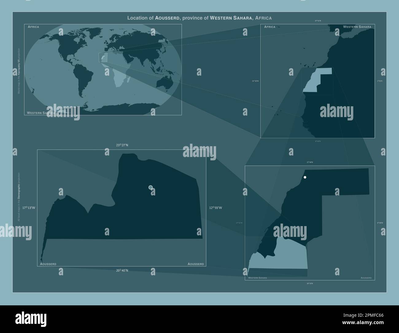 Aousserd, province of Western Sahara. Diagram showing the location of ...