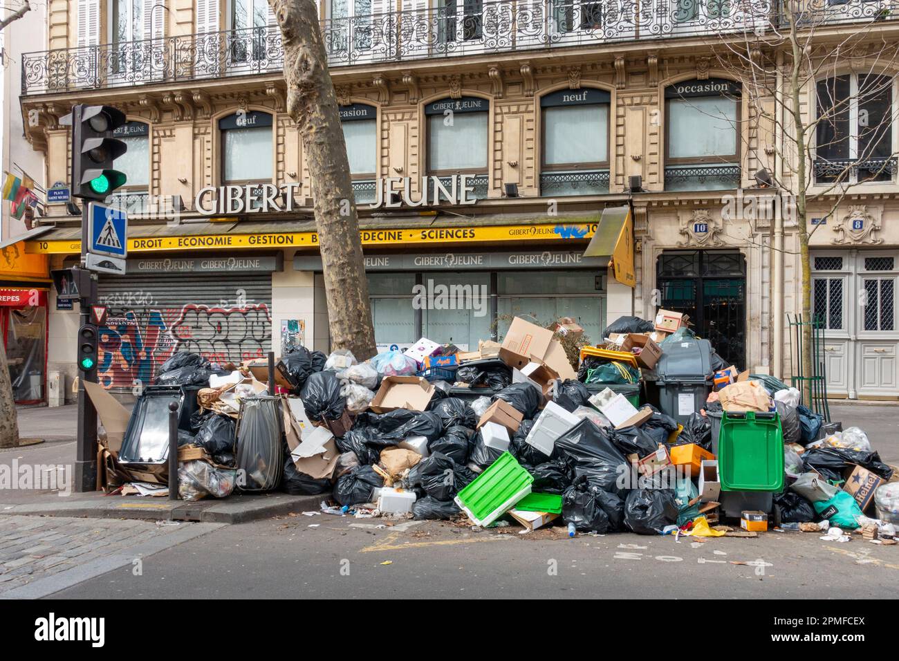 France, Paris, garbage collectors' strike of March 2023, Saint Michel ...
