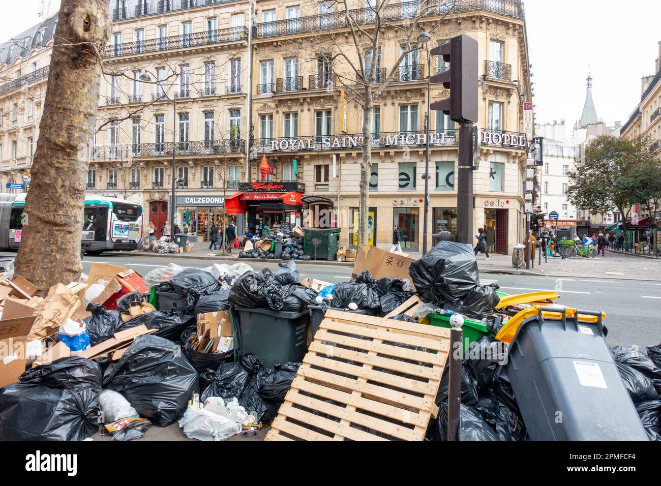 France, Paris, garbage collectors' strike of March 2023, Saint Michel ...