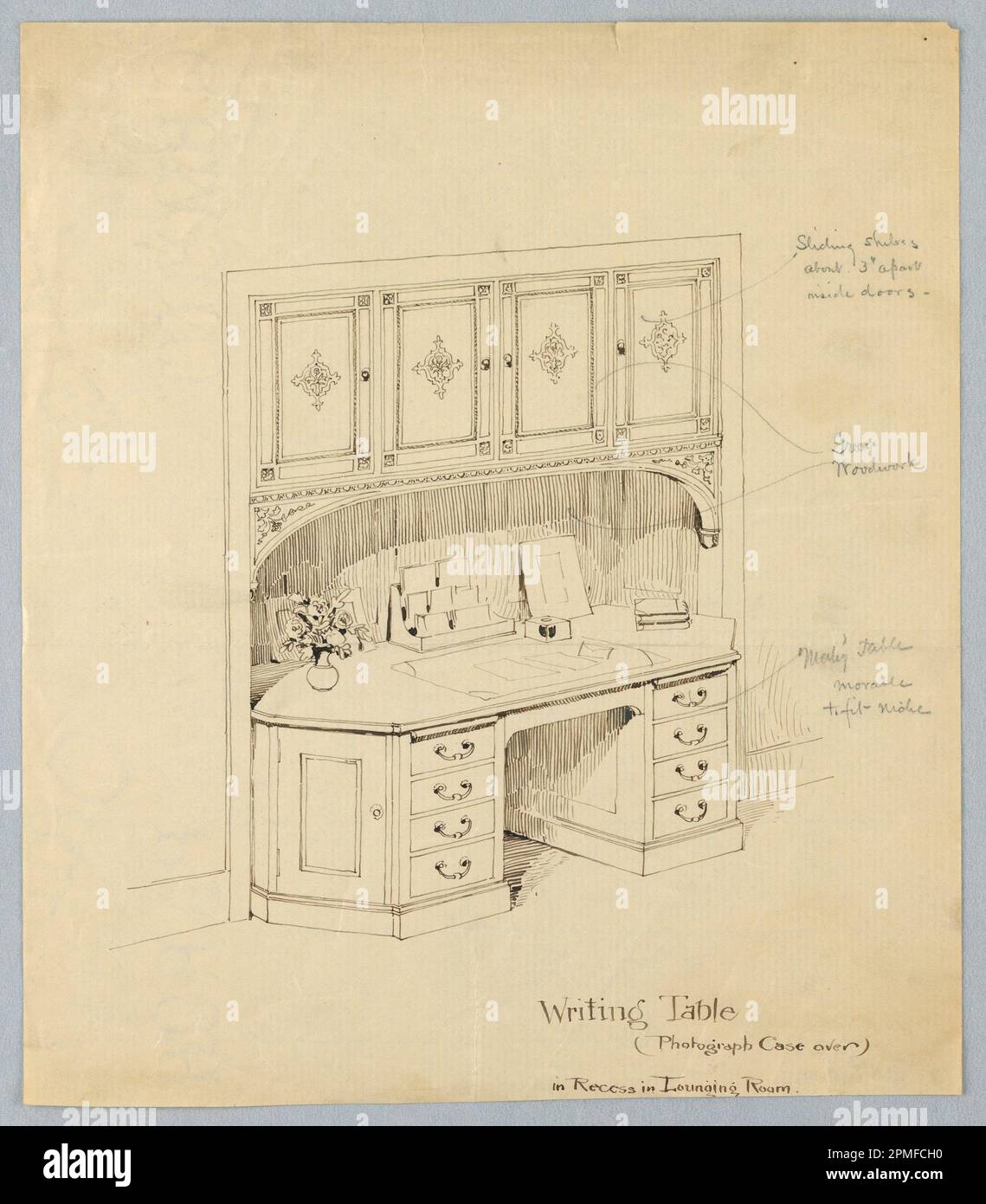 Drawing, Design for Writing Desk Built into Alcove; Designed by A.N ...