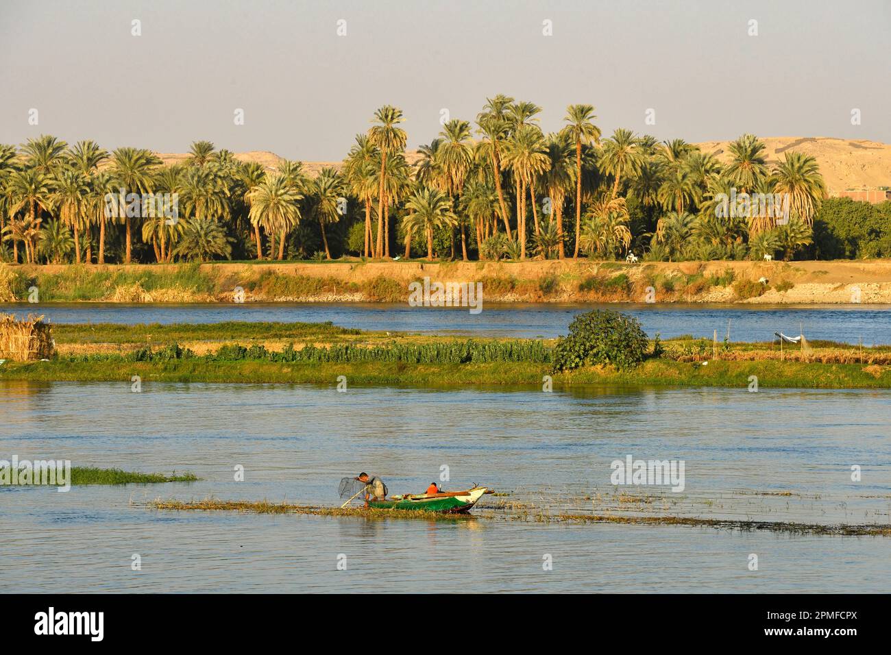 Egypt, Upper Egypt, Nile Valley, Nile river banks, fisherman Stock ...