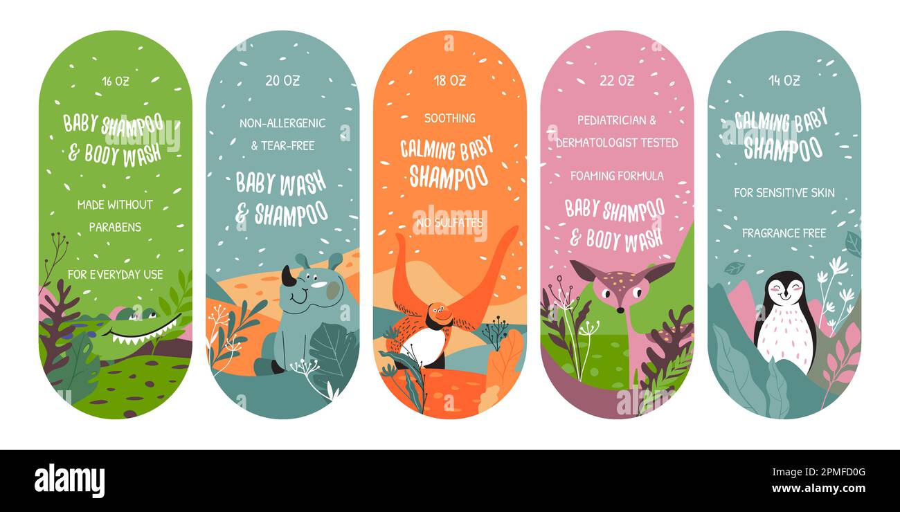 Sticker set for baby shampoo package design Stock Vector Image & Art ...