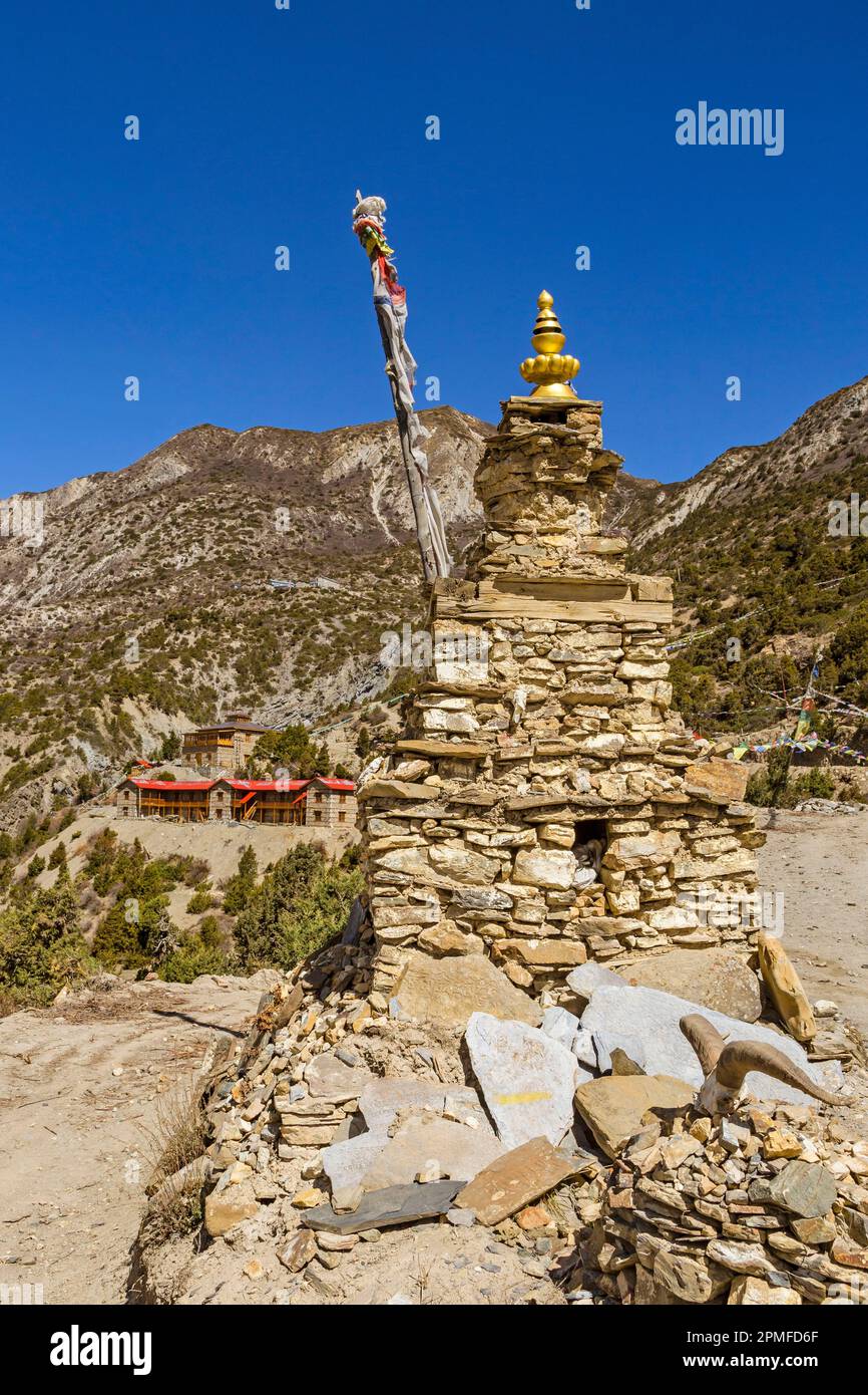 Nepal, Annapurna Conservation Area Project, Buddhist temple in Khangsar ...