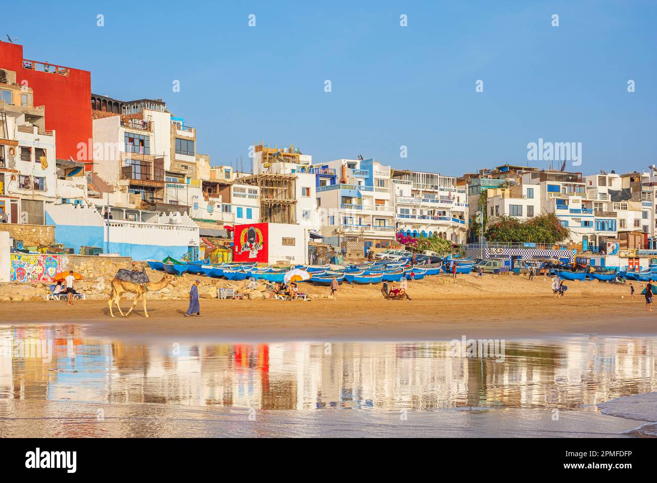 Morocco, Taghazout, seaside resort with famous surf spots Stock Photo ...