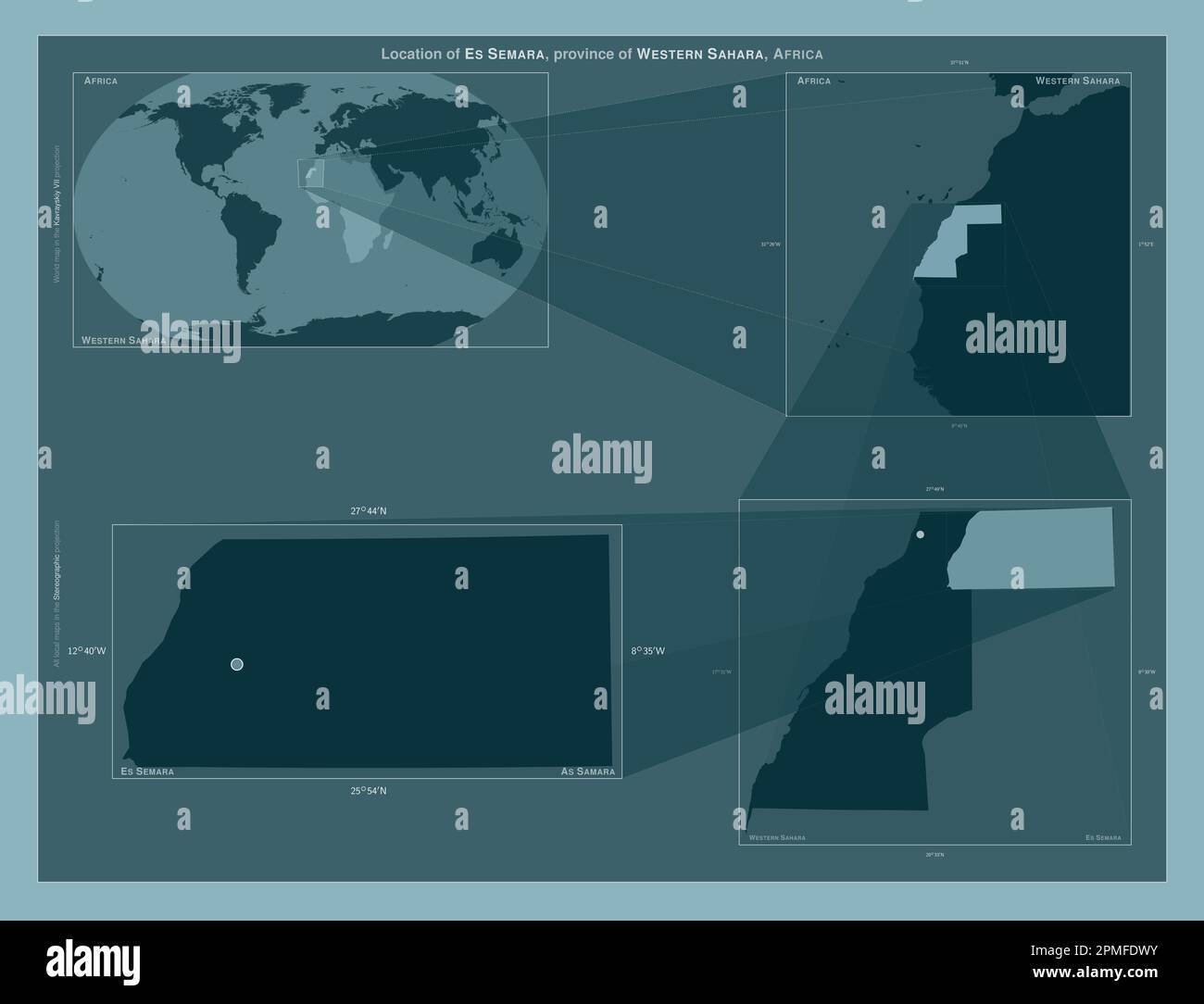 Es Semara, province of Western Sahara. Diagram showing the location of ...