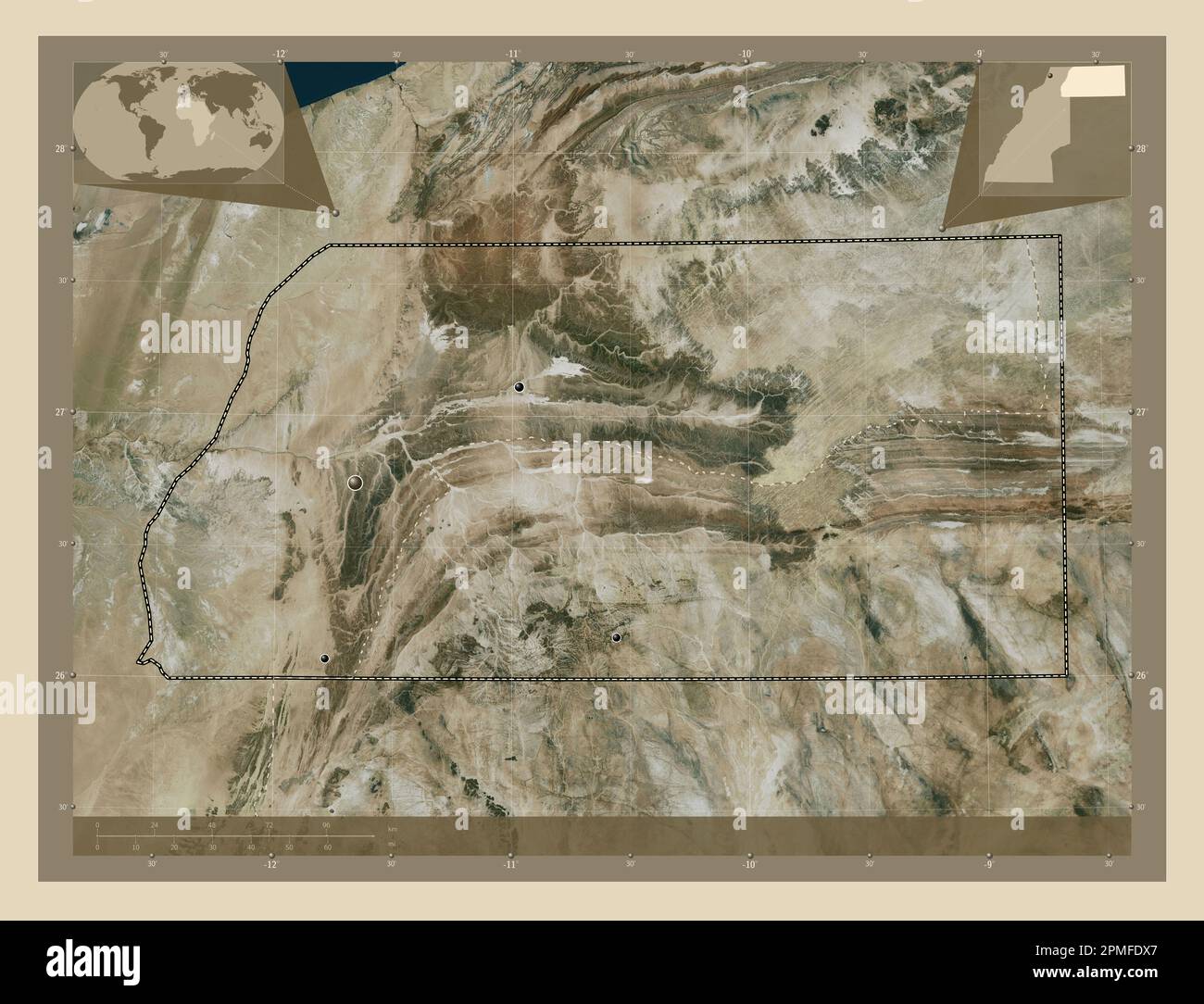 Es Semara, province of Western Sahara. High resolution satellite map ...