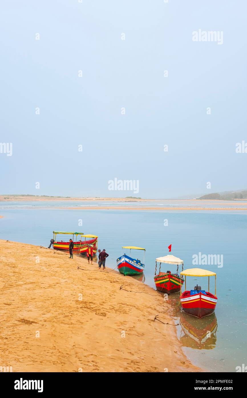 Morocco, province of Sidi Bennour, Oualidia, boat trip on the lagoon ...