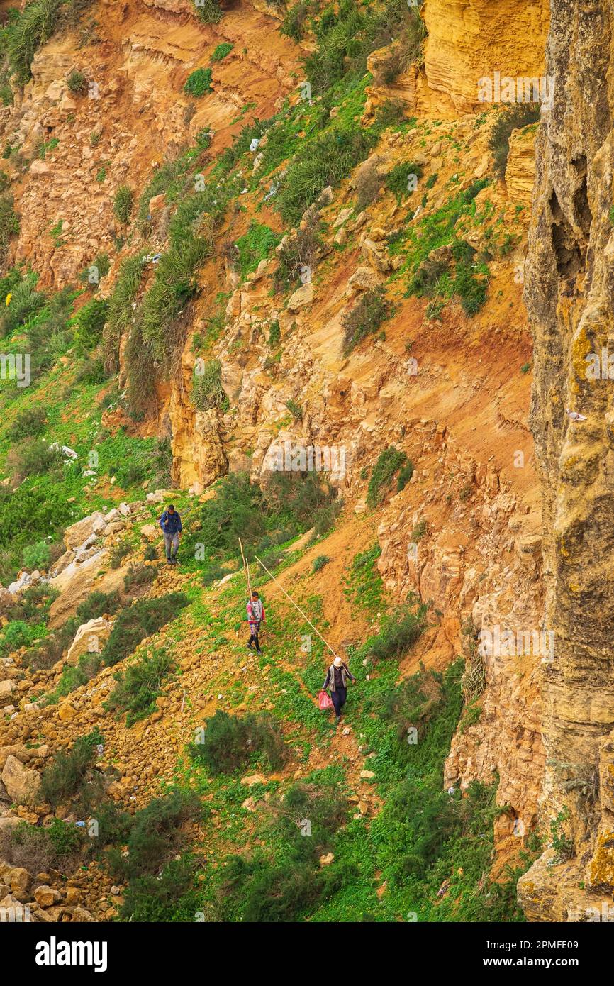 Morocco, province of Safi, the coast and cliffs between Oualidia and ...