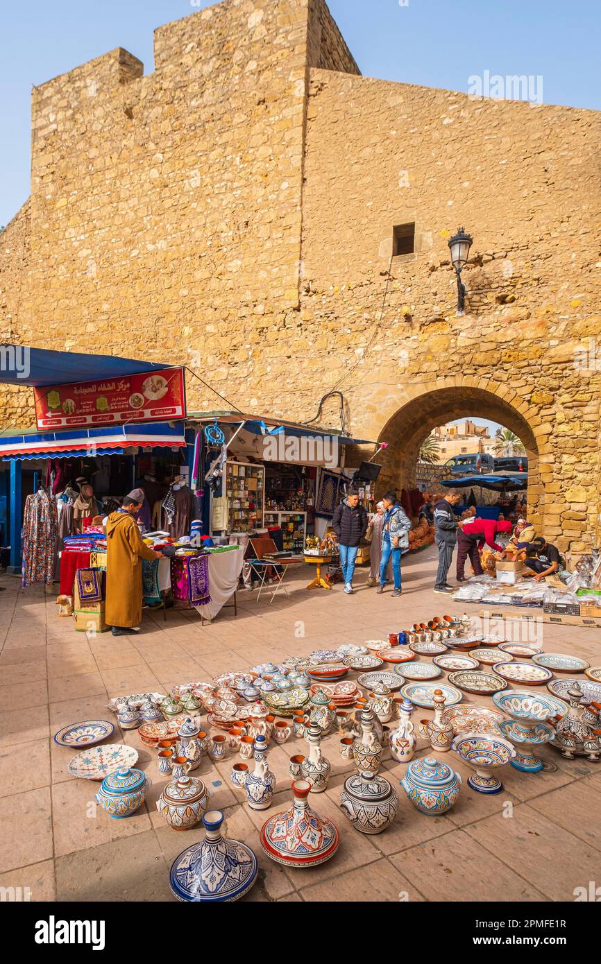 Morocco, Safi, the ramparts of the medina and Bab Chaaba gate Stock ...